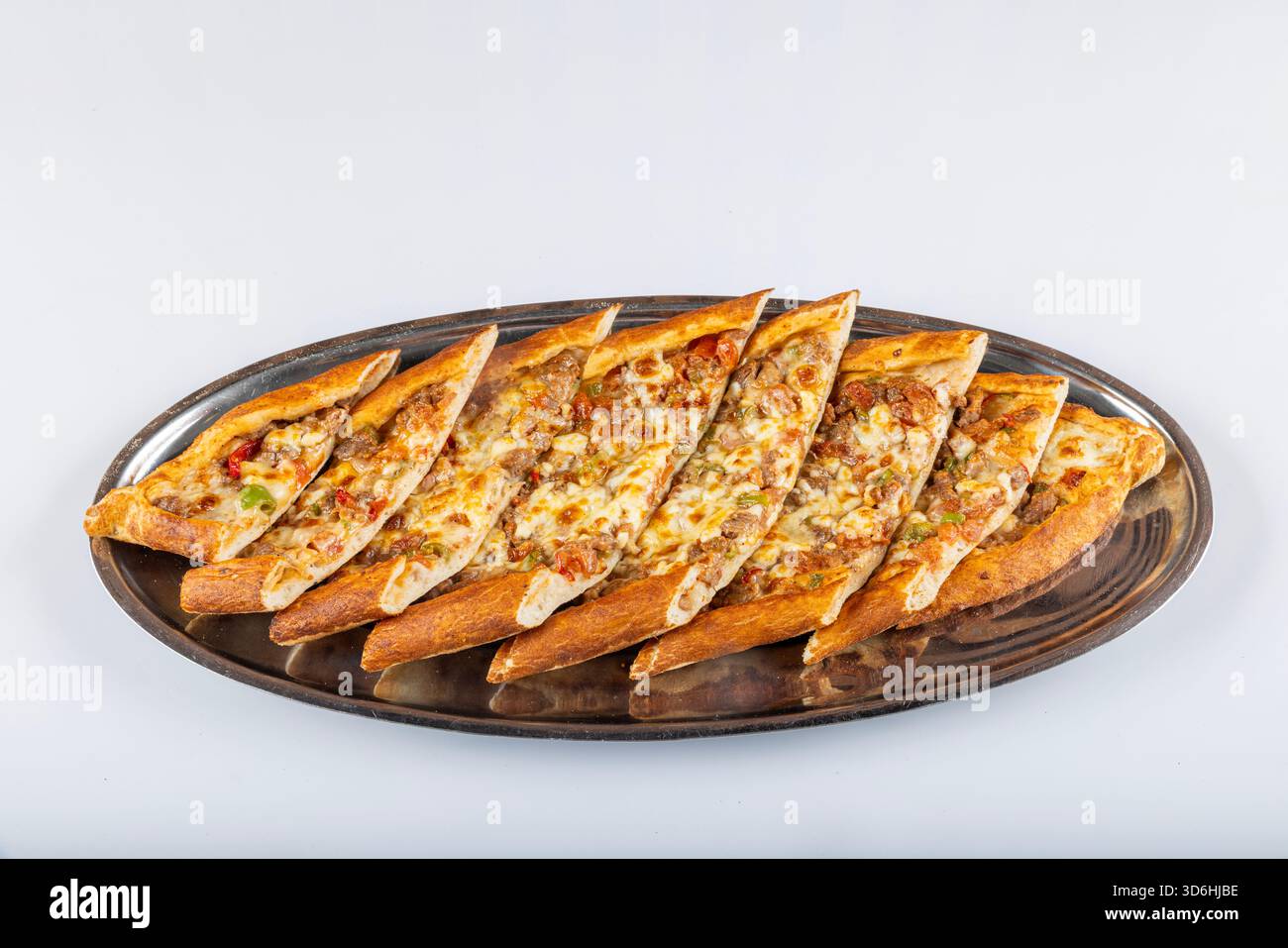 Kusbasi pide pita with cheese meat as traditional turkish meal. Turkish ...