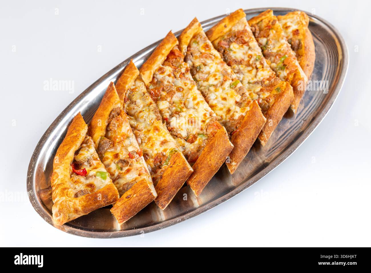 Kusbasi pide pita with cheese meat as traditional turkish meal. Turkish ...