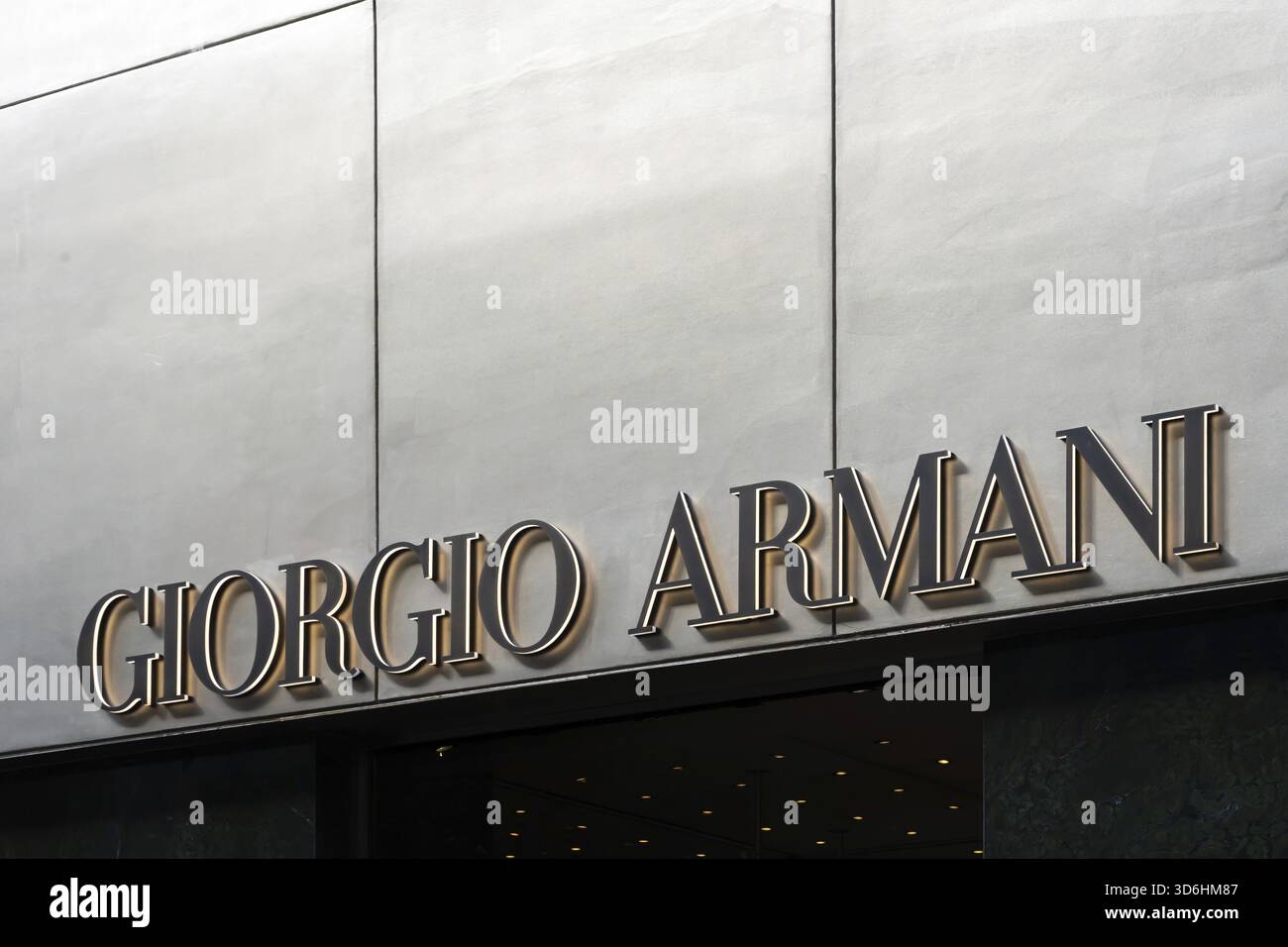 Giorgio Armani logo of store in Milan's Fashion District ...