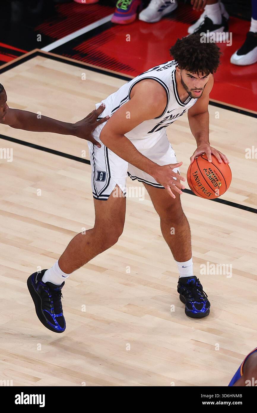 NEW YORK, NY - NOVEMBER 18: Cameron Boozer #12 of the Duke Blue Devils ...