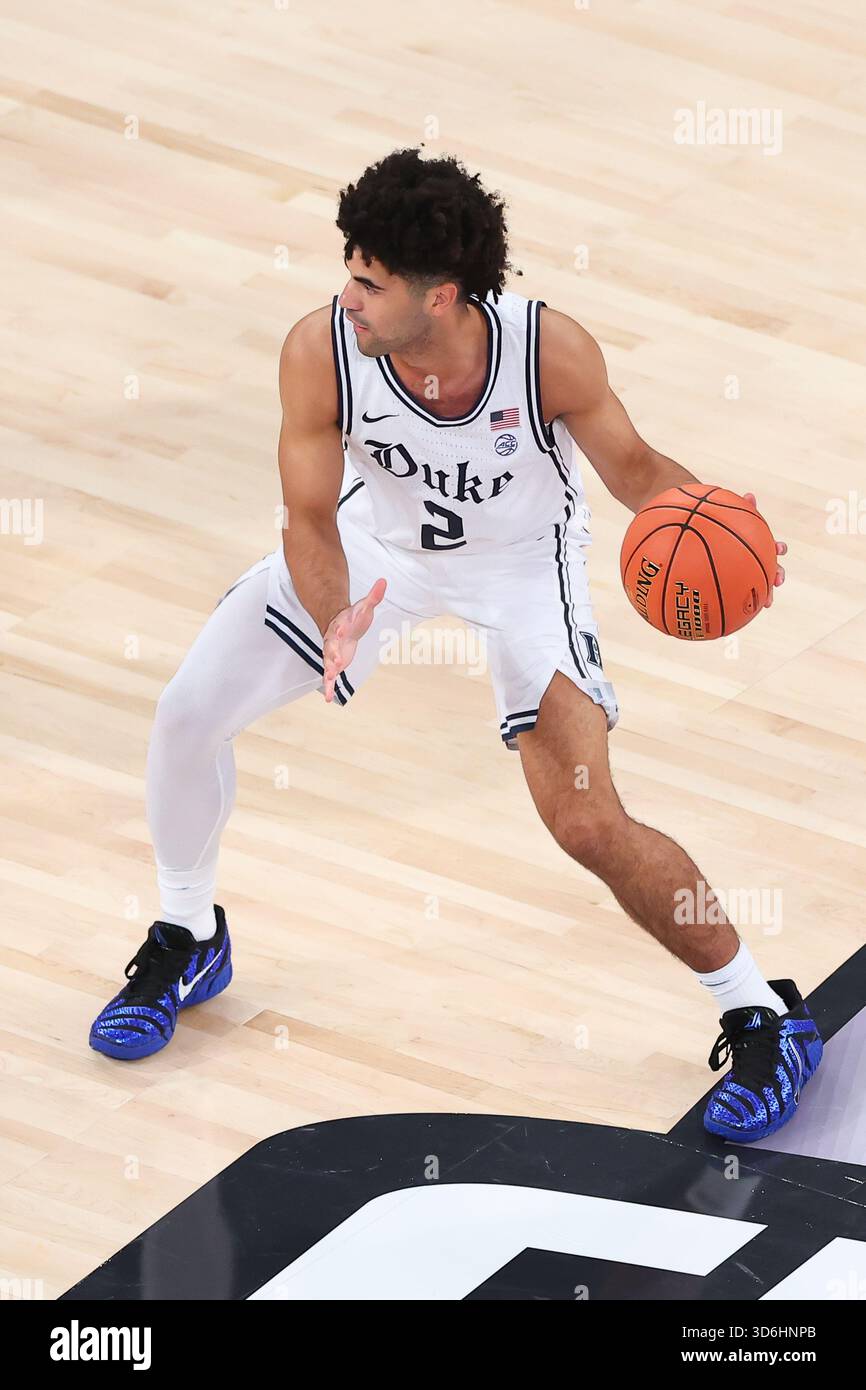 NEW YORK, NY - NOVEMBER 18: Cayden Boozer #2 of the Duke Blue Devils ...