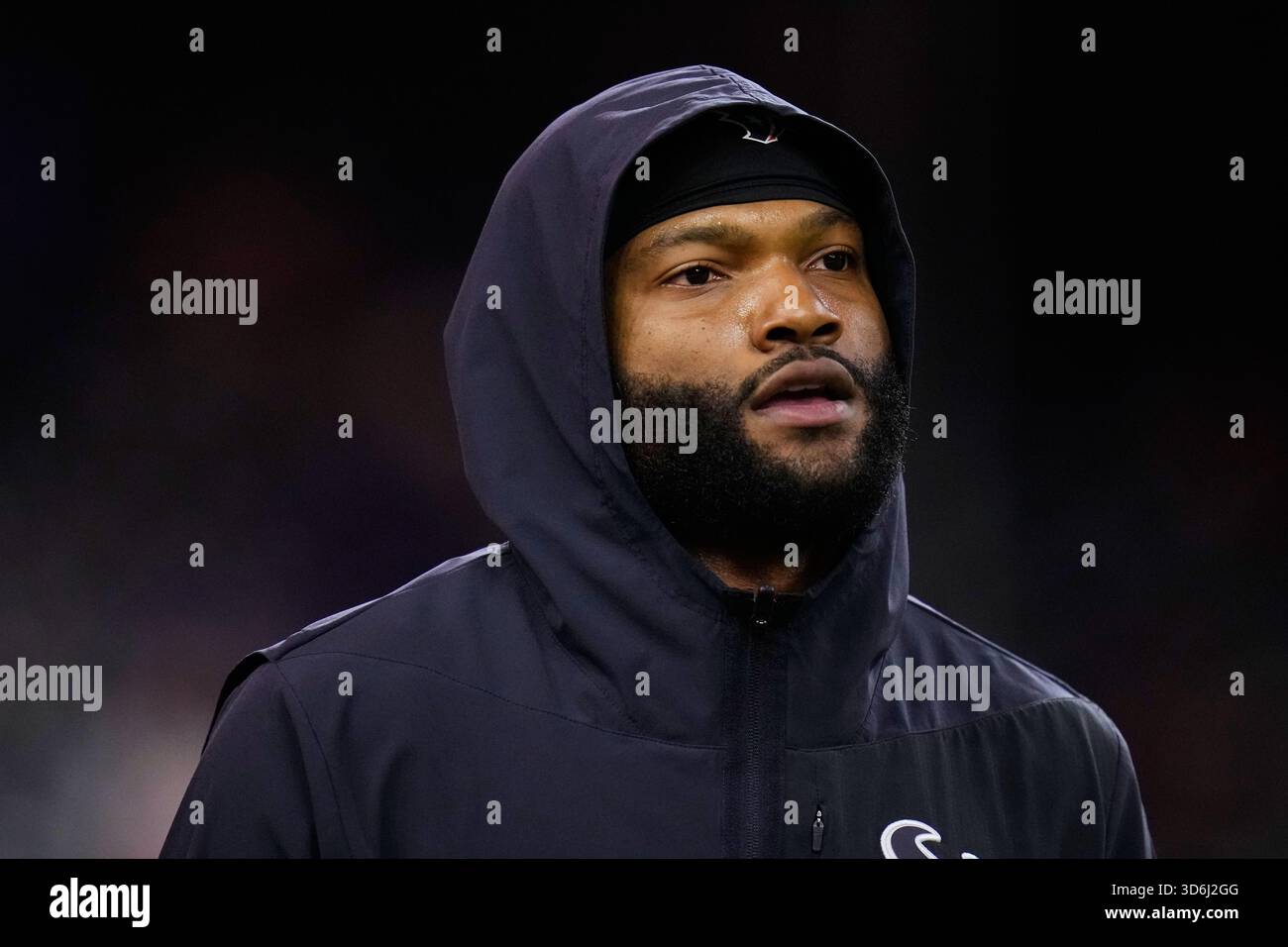Houston Texans' Nico Collins warms up before an NFL football game ...