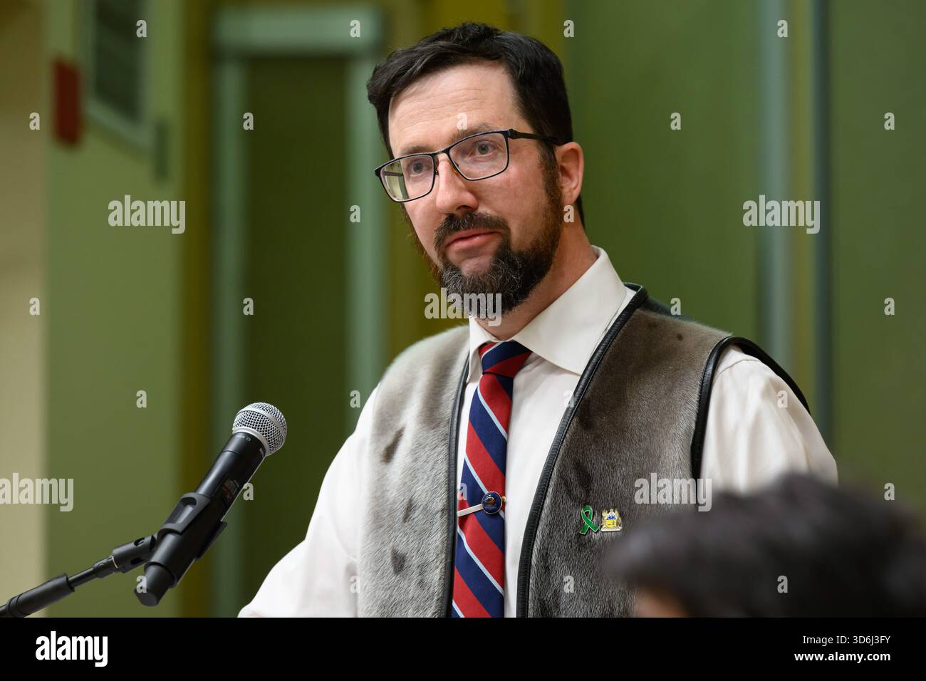 Nunavut Premier John Main speaks during a swearing-in ceremony in ...