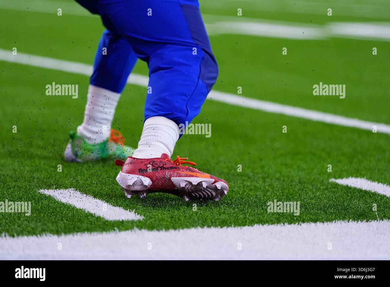 Buffalo Bills' Ty Johnson warms up before an NFL football game against ...