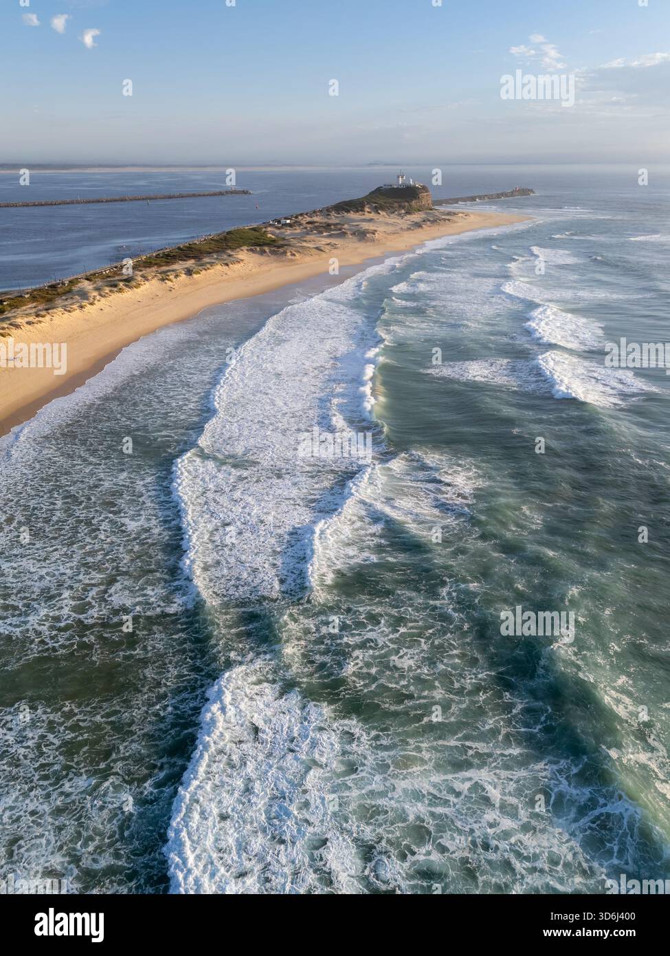 Aerial view of Nobbys Beach in Newcastle NSW Australia. This inner city ...