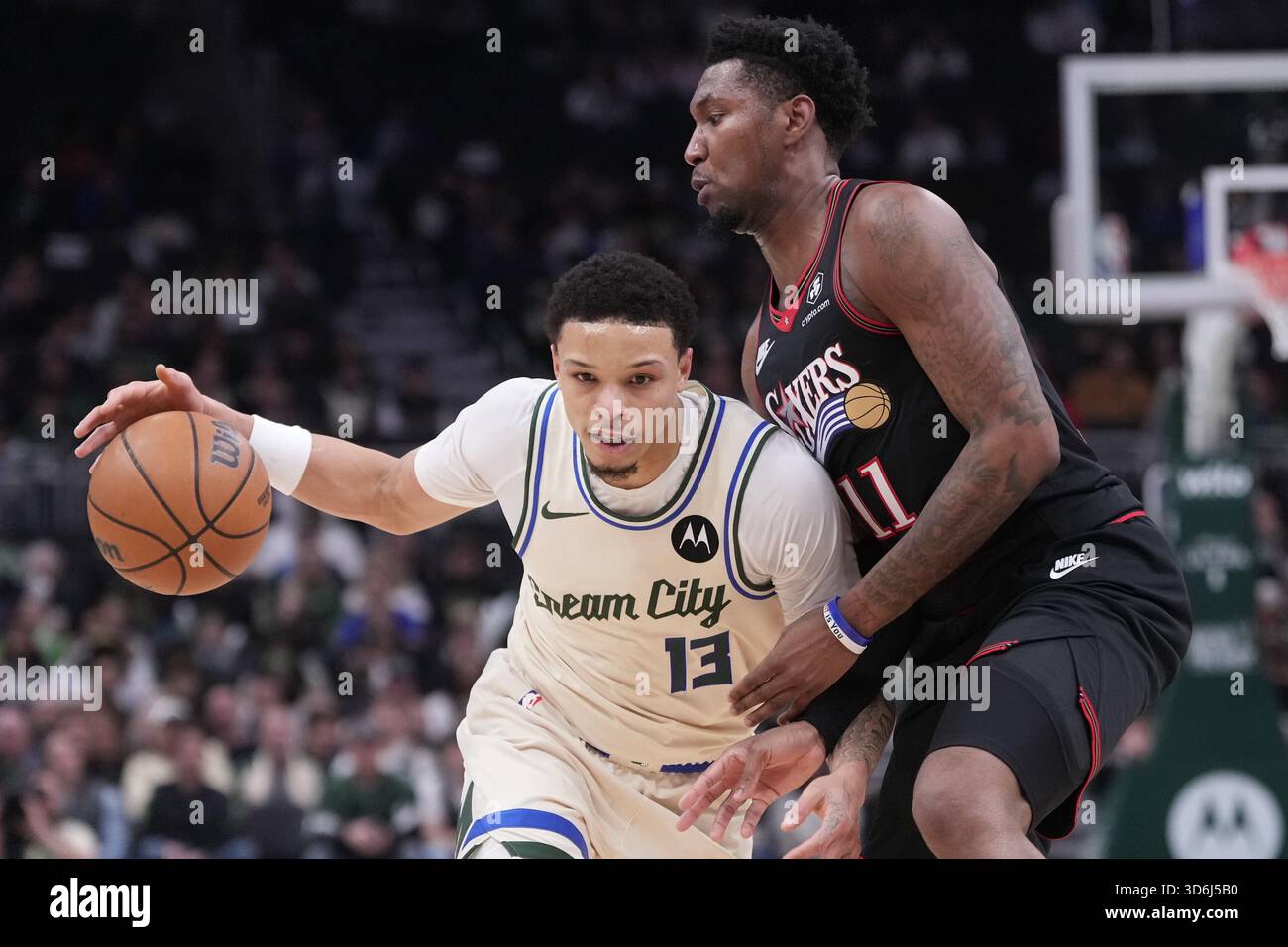 Milwaukee Bucks' Ryan Rollins tries to get past Philadelphia 76ers ...