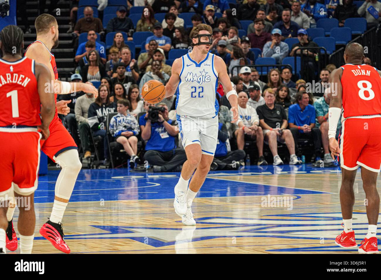 Orlando, Florida, USA, November 20, 2025, Orlando Magic forward Franz Wagner #22 rushes forwards ...