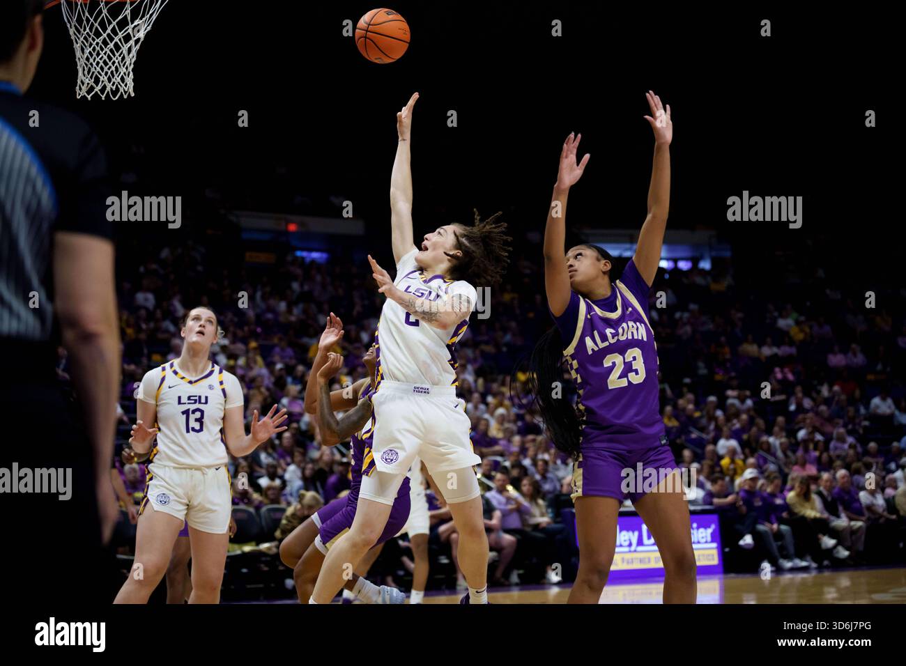 LSU forward Grace Knox (2) shoots against Alcorn State forward Lauren ...
