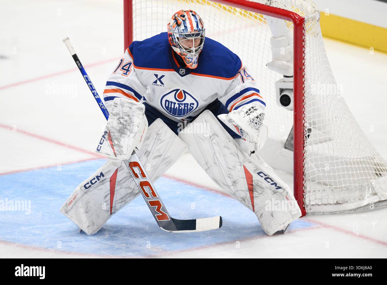 Edmonton Oilers goaltender Stuart Skinner (74) in action during the ...