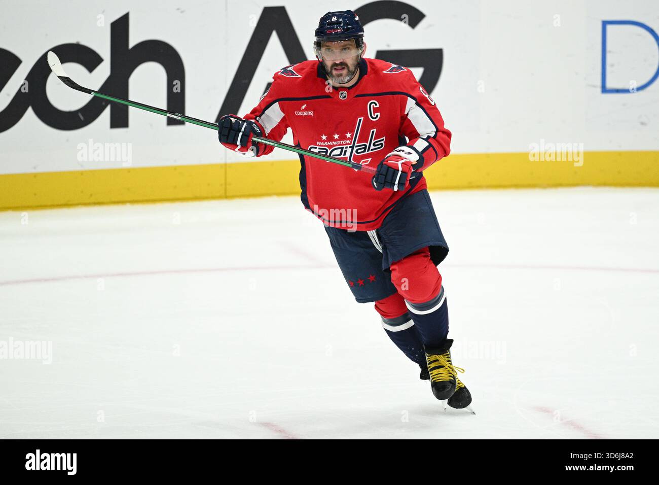 Washington Capitals left wing Alex Ovechkin (8) in action during the ...