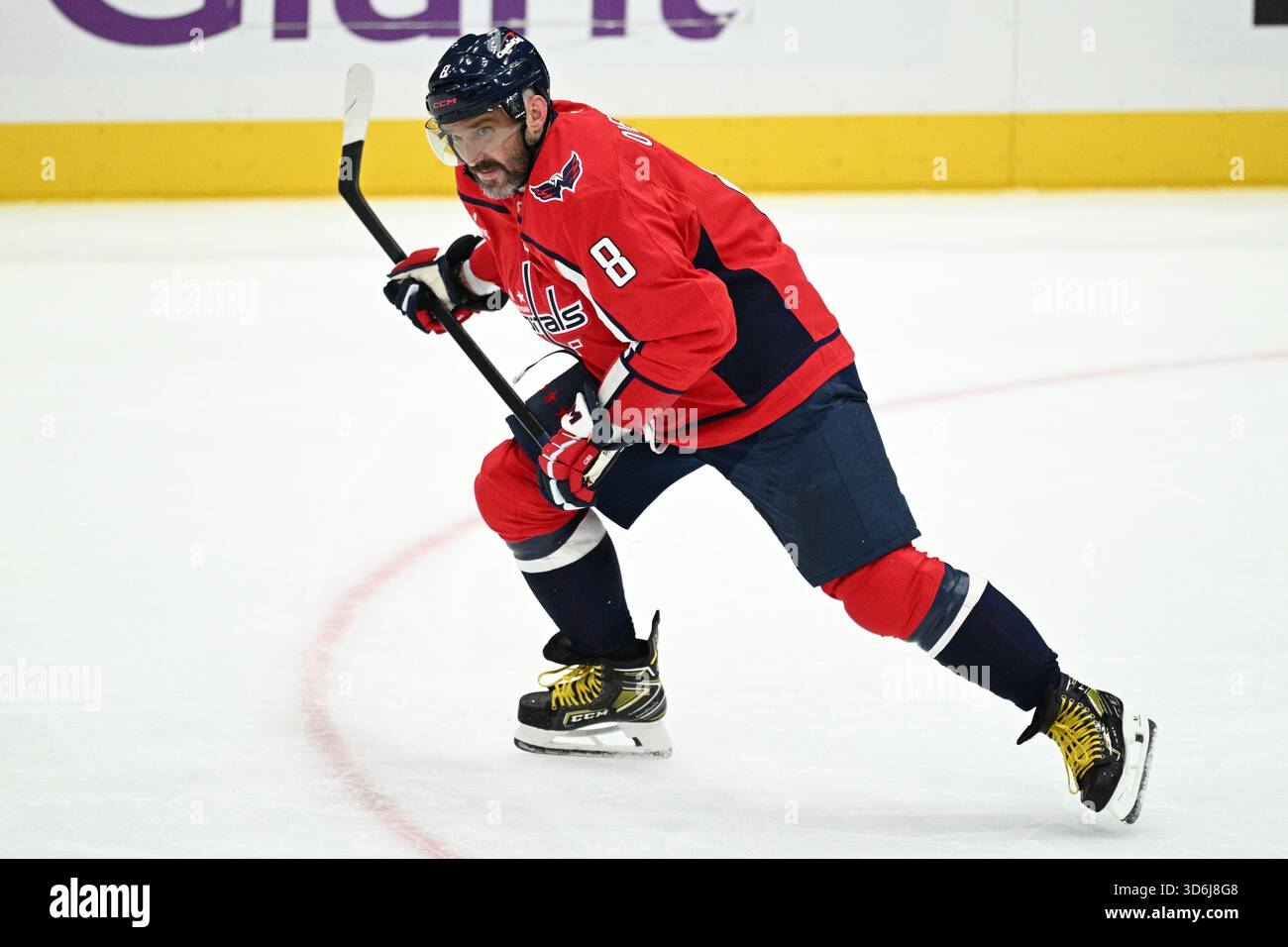Washington Capitals left wing Alex Ovechkin (8) in action during the ...