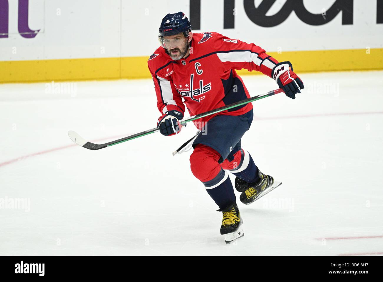 Washington Capitals left wing Alex Ovechkin (8) in action during the ...
