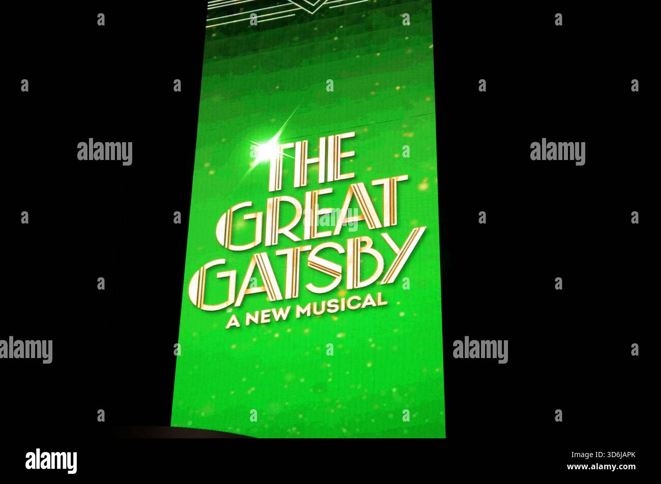 The sign for the Broadway musical, “The Great Gatsby,” is seen on a ...