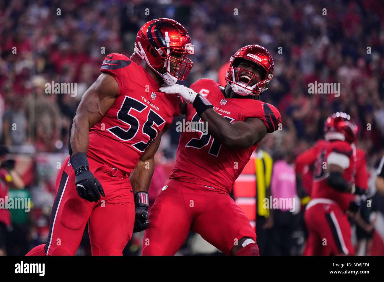 Houston Texans' Danielle Hunter (55) and Will Anderson Jr. (51 ...