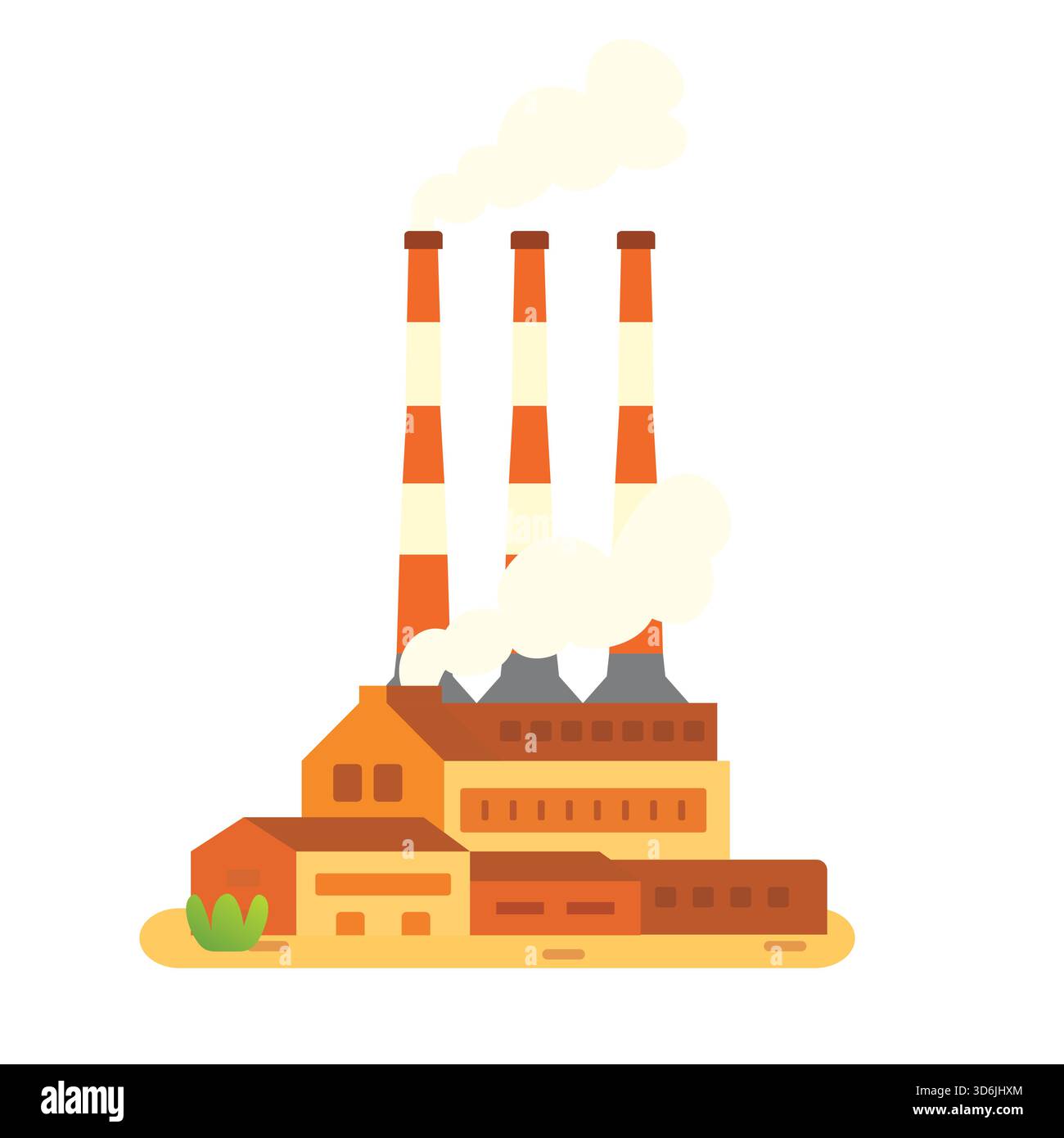 Industrial factory with smoking chimneys. Vector illustration of power ...