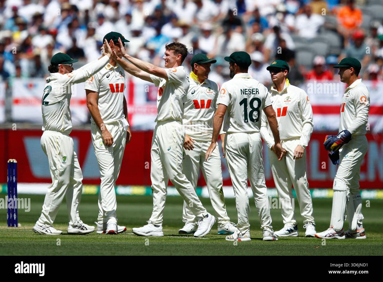Australia's Brendan Doggett, third left, celebrates with teammates the ...