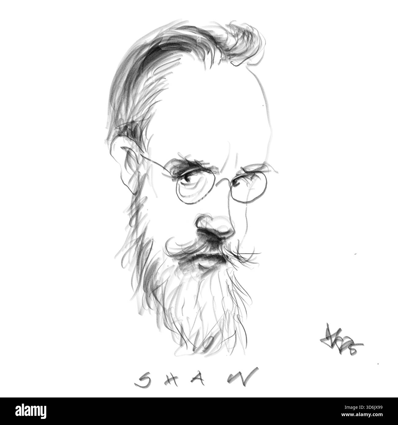 Pencil Portrait of the Writer Shaw Stock Photo - Alamy