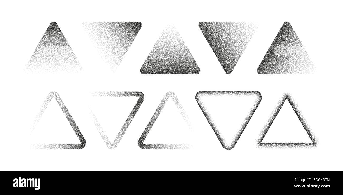 Soft grainy triangles with halftone fade and stipple texture. Abstract ...