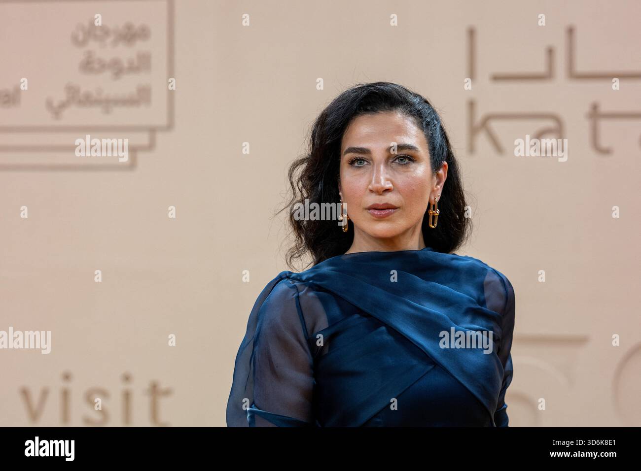 Doha, Qatar. 20th Nov, 2025. Palestinian actress Clara Khoury arrives ...