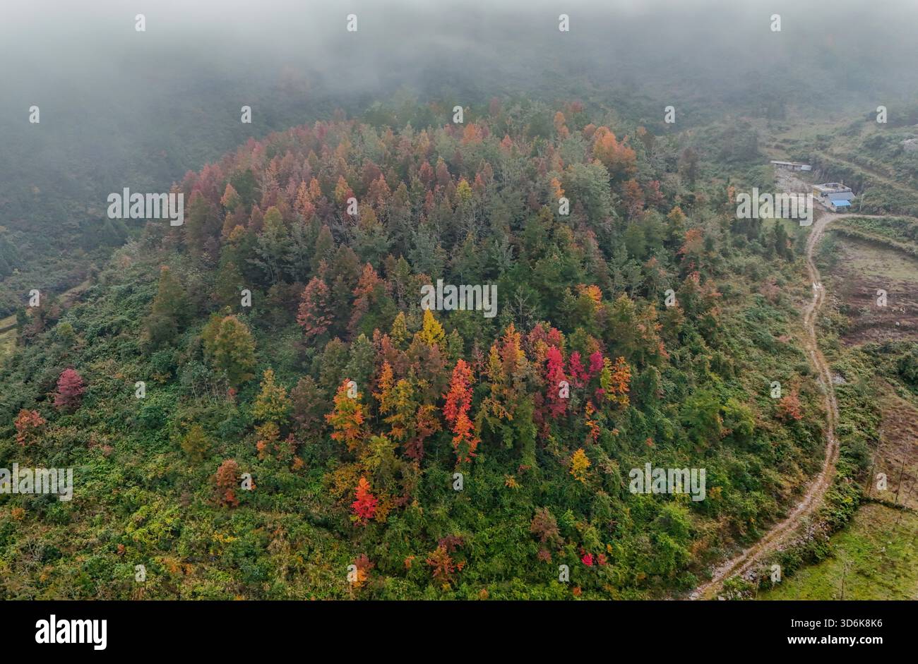 Aerial photo shows the early winter scenery in Youyang County ...