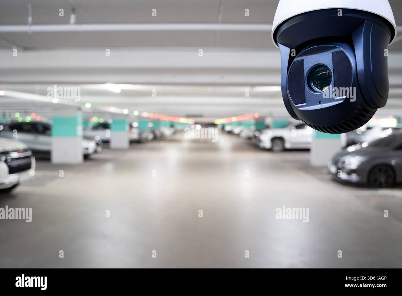 High resolution CCTV security camera installed in an indoor parking ...