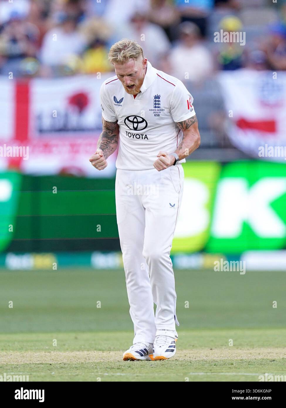 England's Ben Stokes celebrates taking the wicket of Australia's ...
