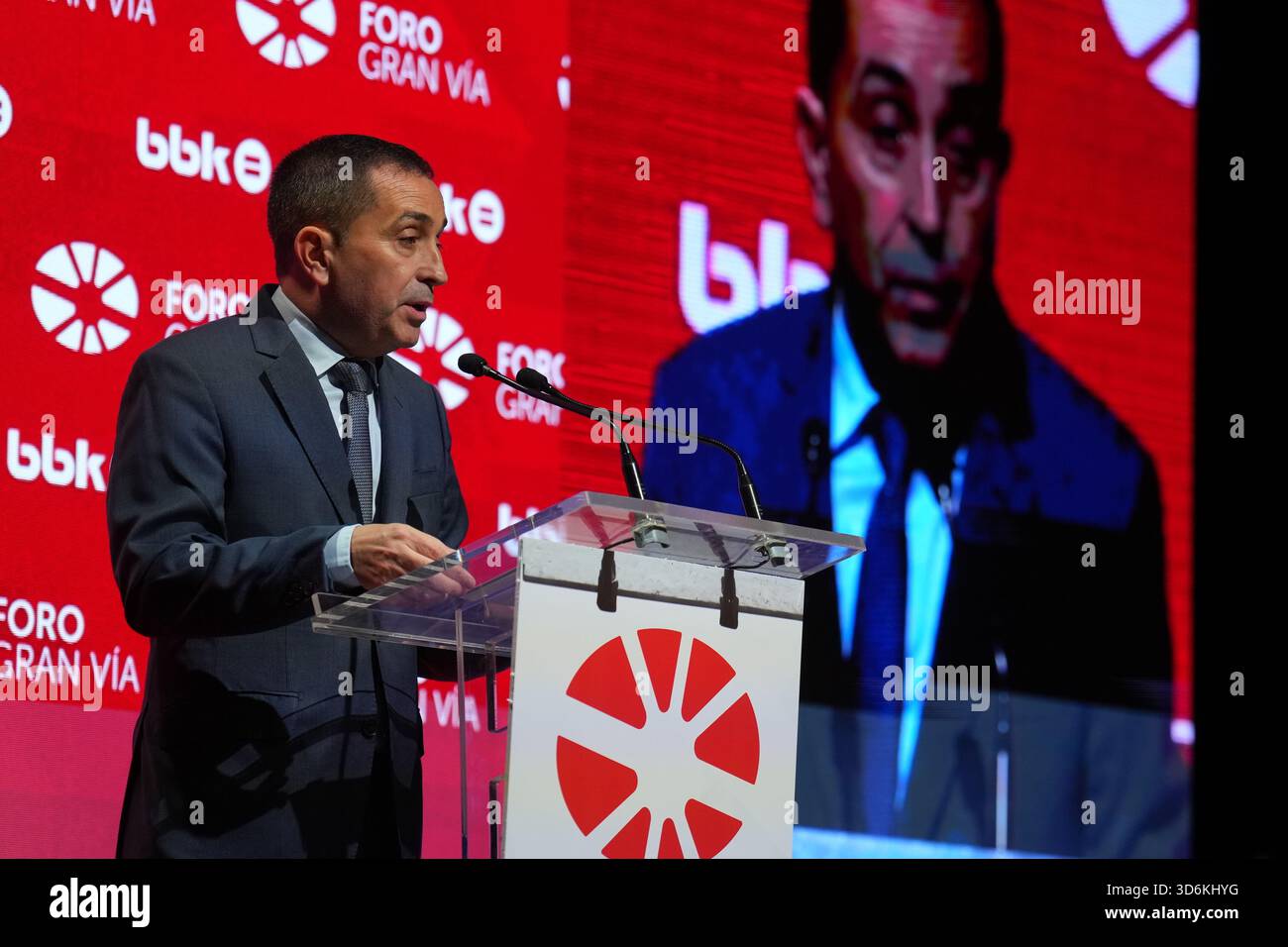 The President of the BBK Foundation, Xabier Sagredo, during the ...
