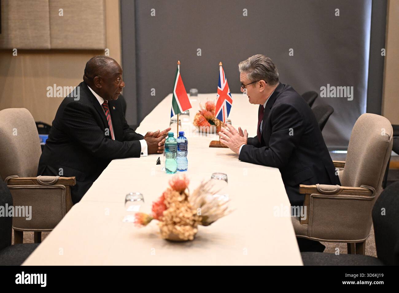 Prime Minister Sir Keir Starmer (right) with South Africa's President ...