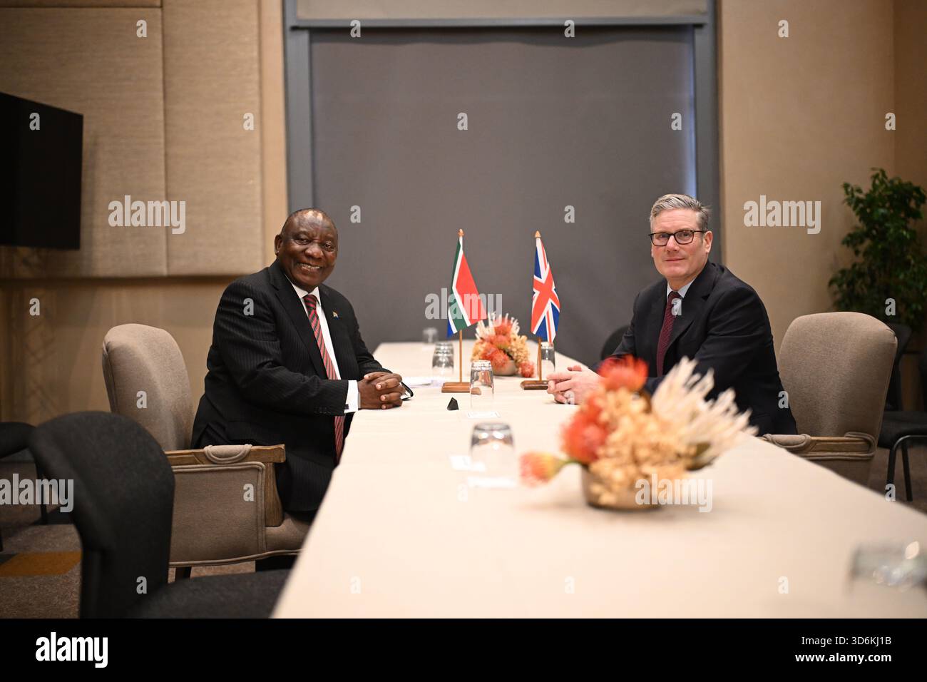Prime Minister Sir Keir Starmer (right) with South Africa's President ...