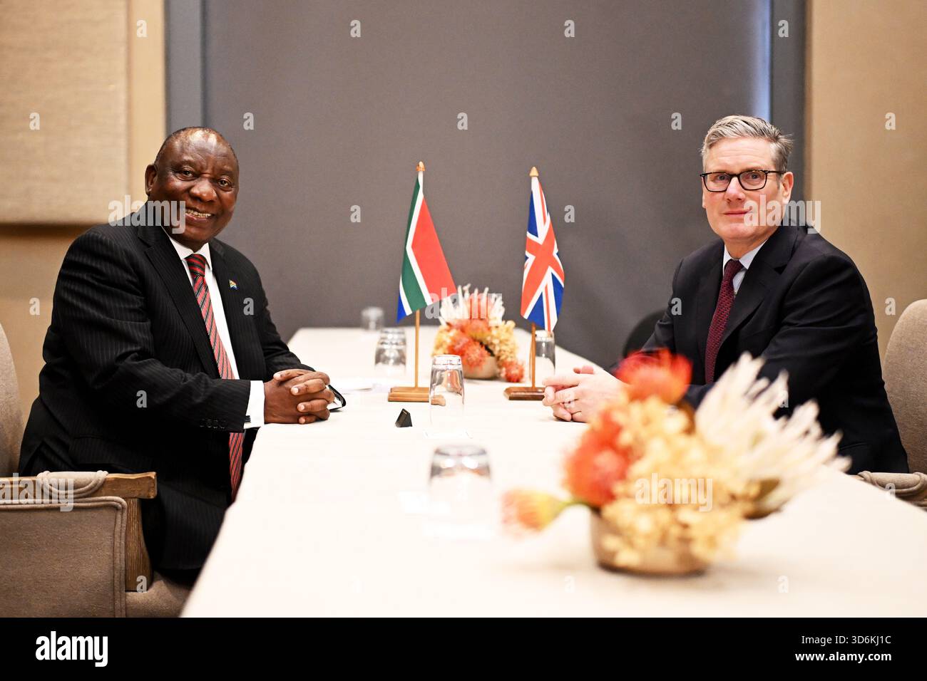 Prime Minister Sir Keir Starmer (right) with South Africa's President ...