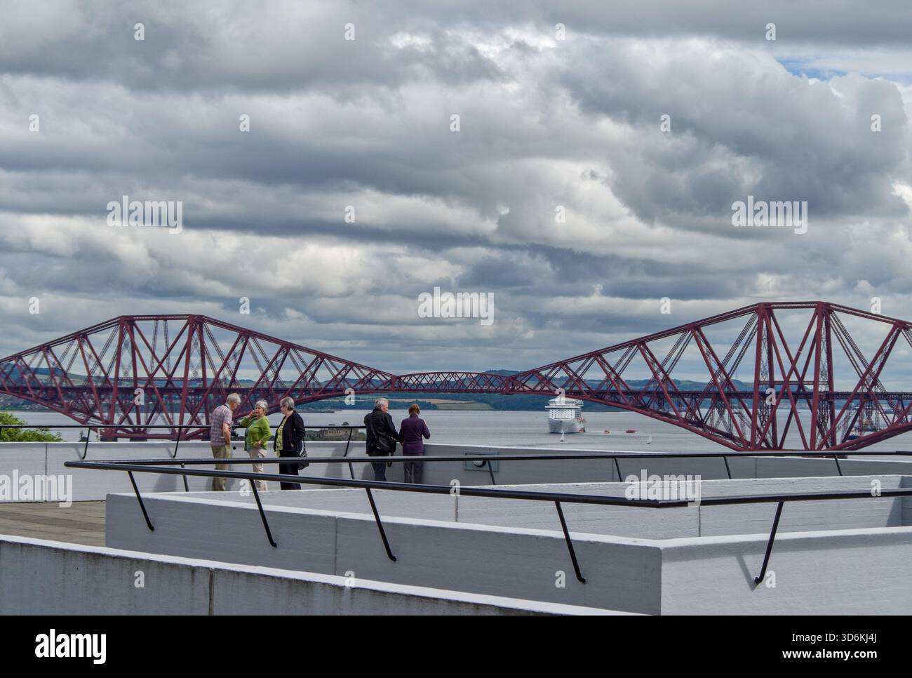 View of the iconic Forth Railway Bridge from the South Queensferry ...