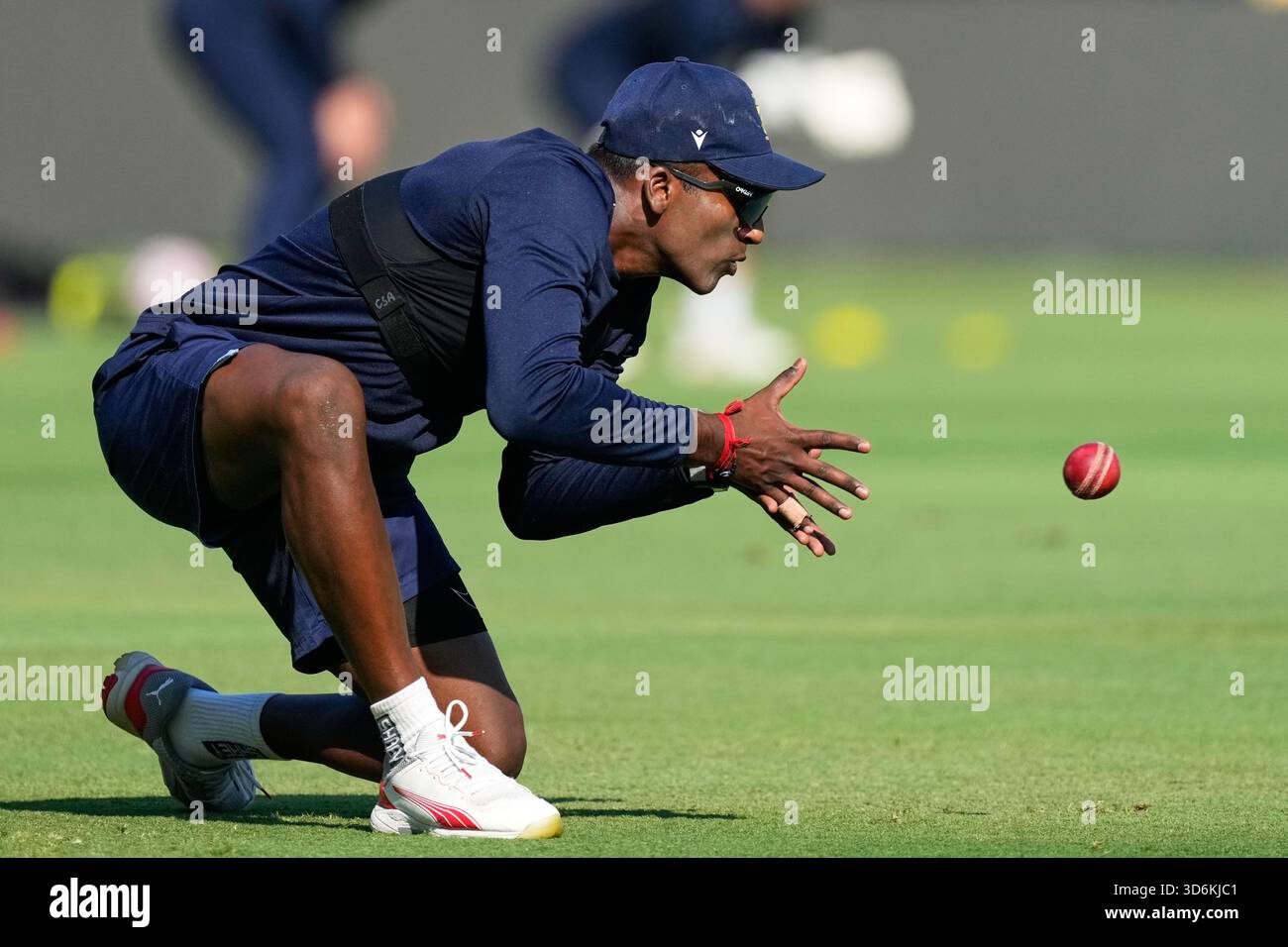 South Africa's Senuran Muthusamy attends a practice session ahead of ...