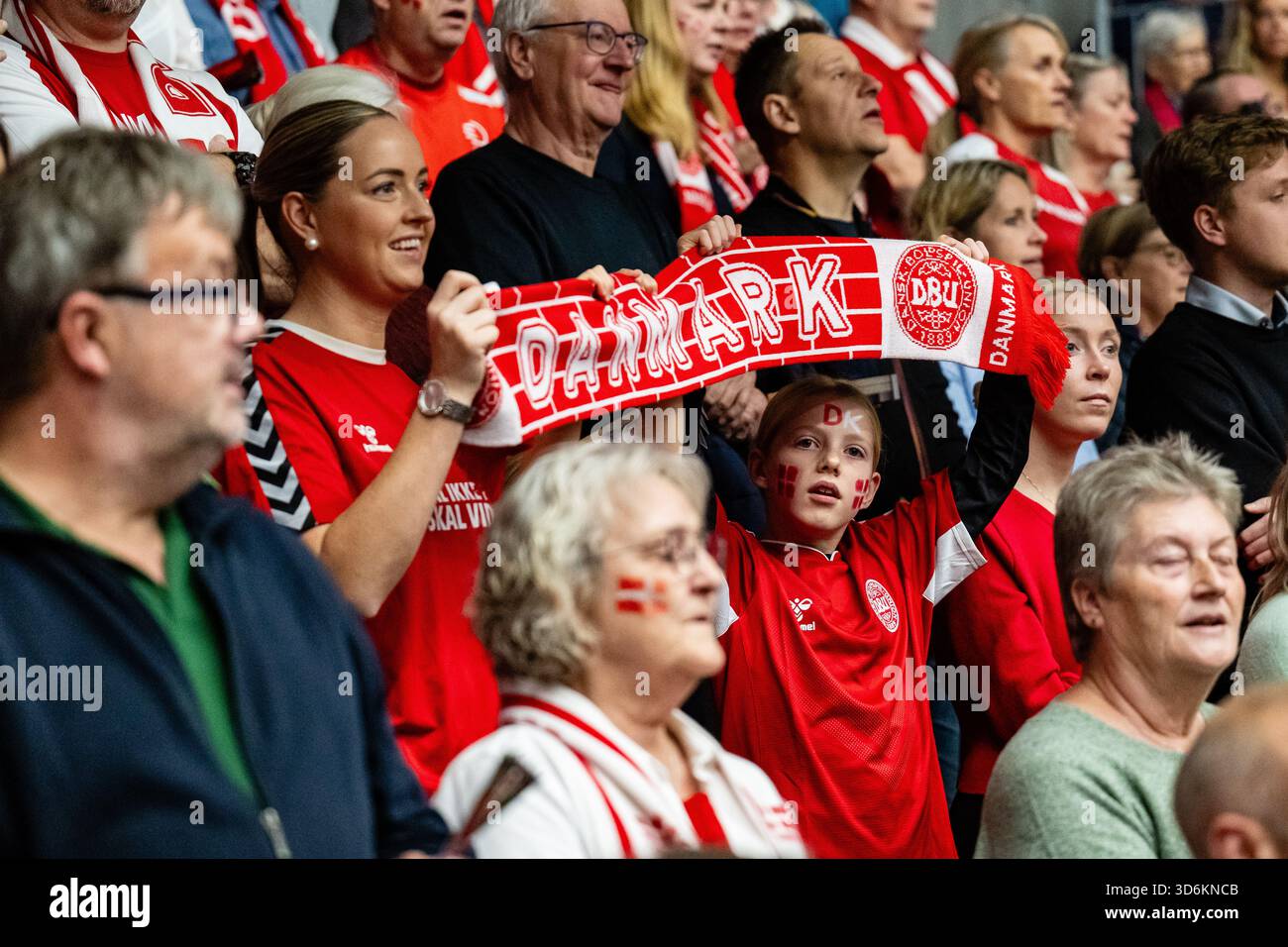Naestved, Denmark. 20th, November 2025. Handball fans of Denmark seen ...