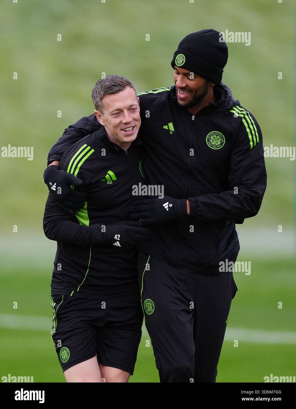 Celtic's Callum McGregor (left) and Auston Trusty during a training ...