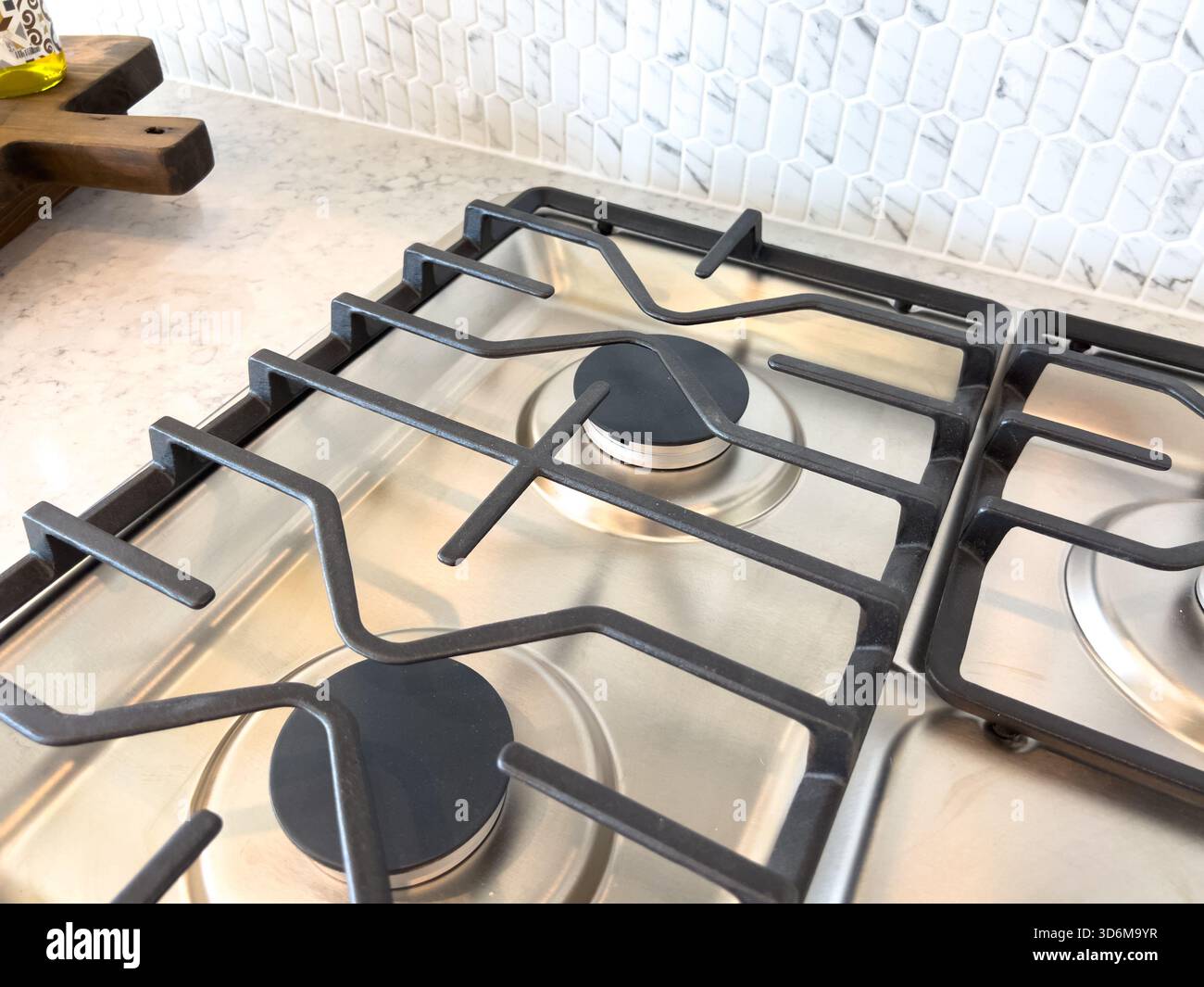Modern Gas Range with Stainless Burners Stock Photo - Alamy
