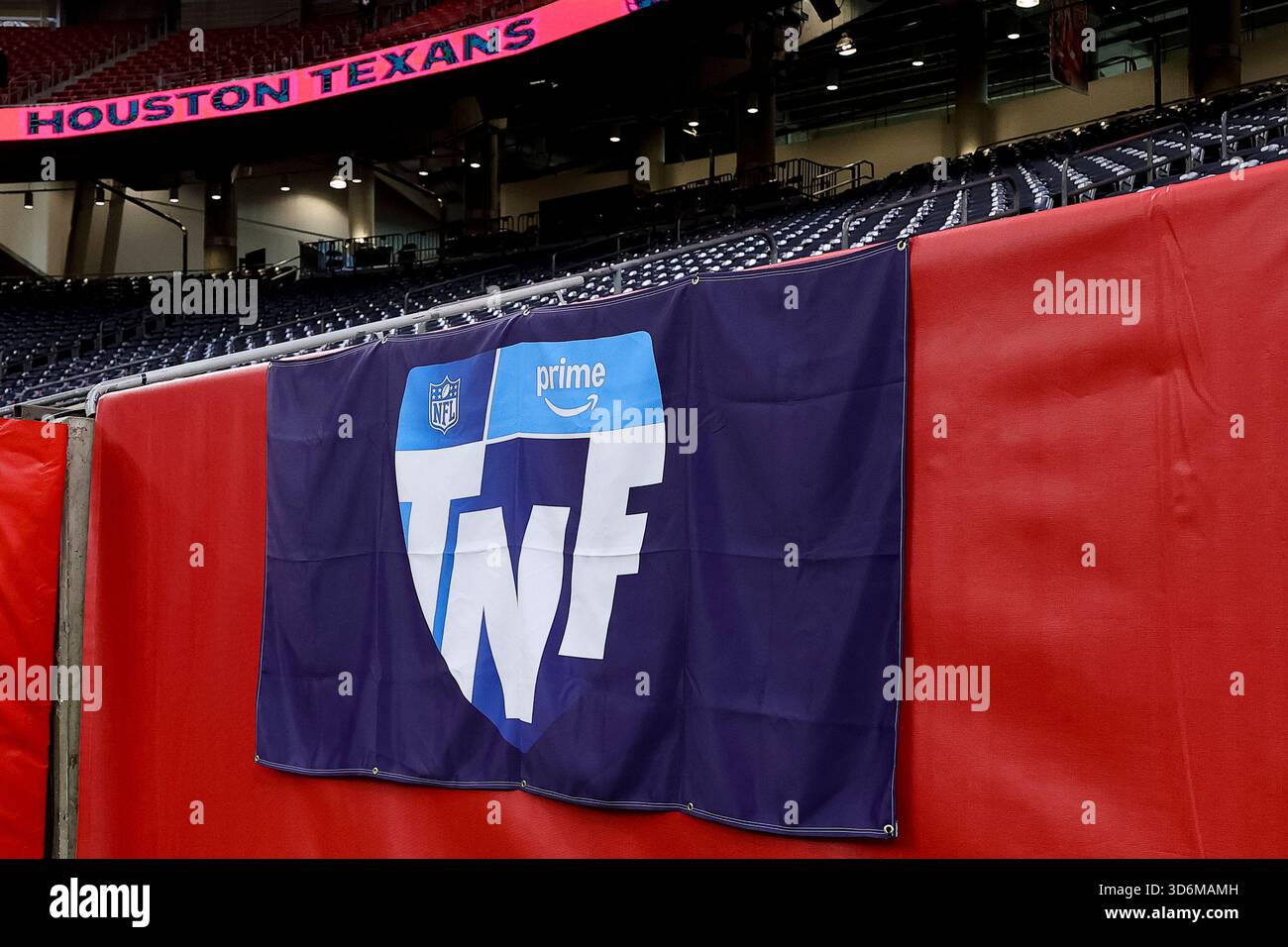 The Amazon Prime Thursday Night Football logo on a sideline banner ...
