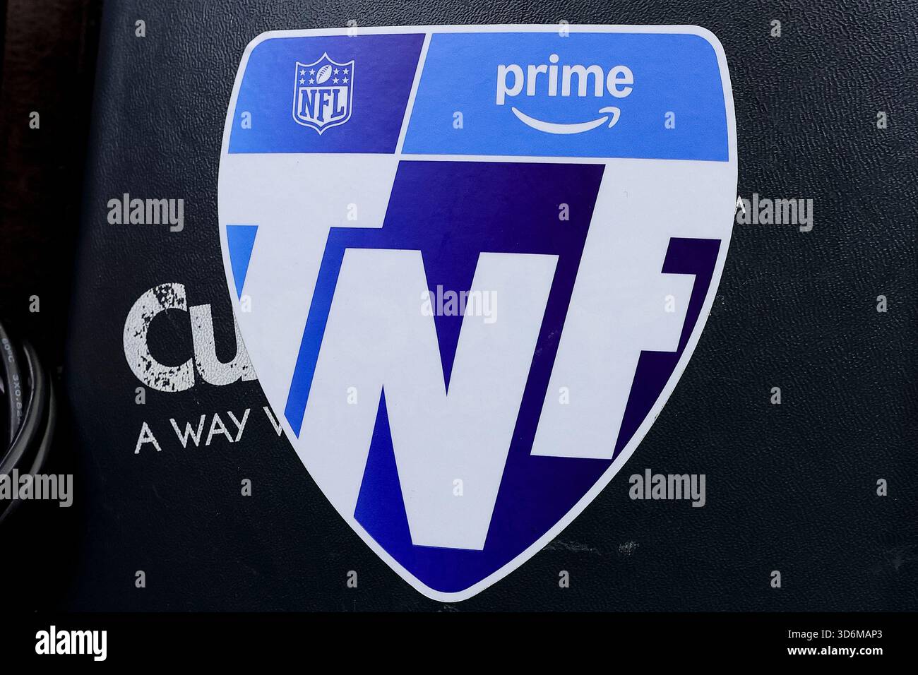 The Amazon Prime Thursday Night Football logo seen on a teleprompter ...