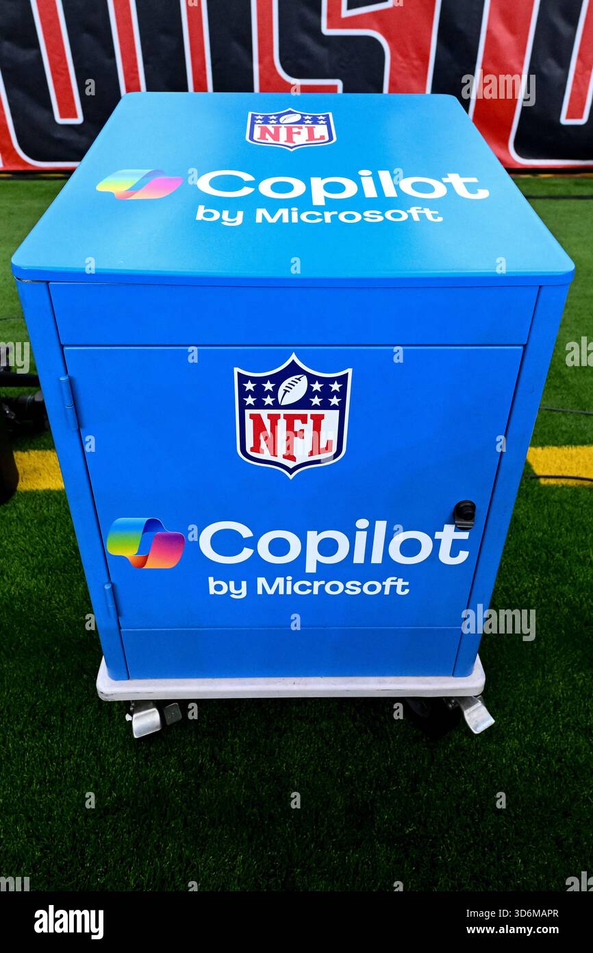 A detail view of an NFL Copilot by Microsoft sideline communication ...