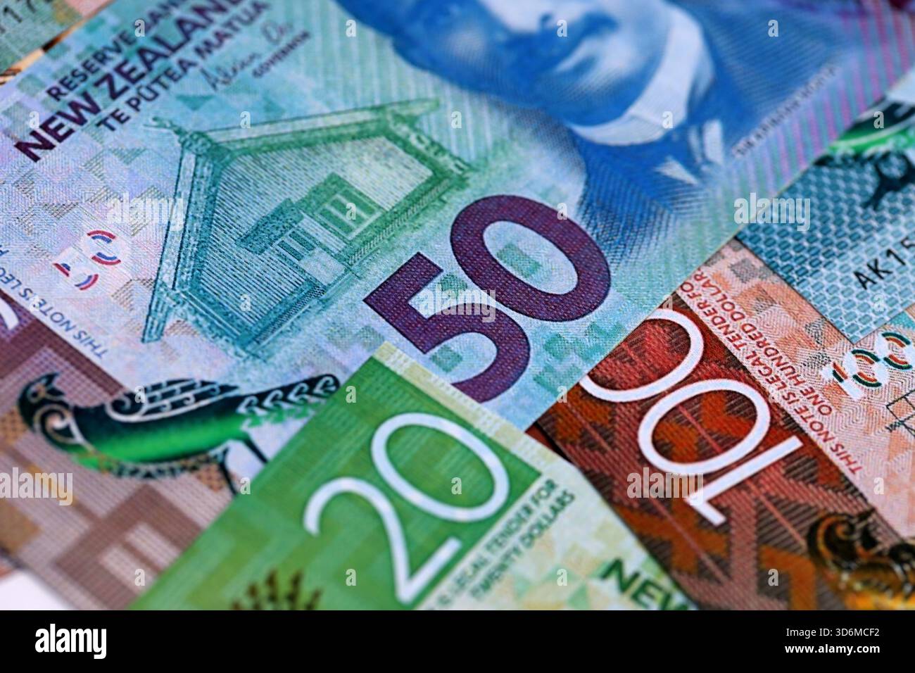 New Zealand dollar money bills in big amount on table close up. Rich ...