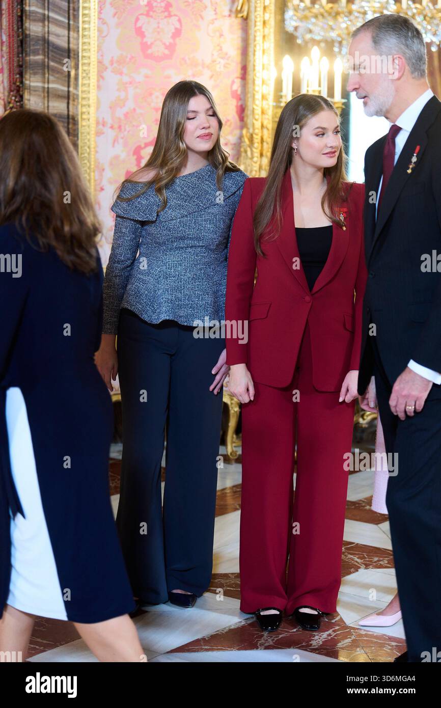 Crown Princess Leonor, Princess Sofia attends the Delivery of Toison de Oro to FeMiguel Herrero ...