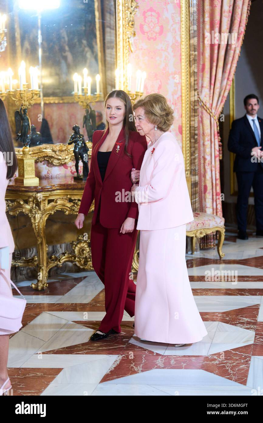The former Queen Sofia, Crown Princess Leonor attends the Delivery of ...