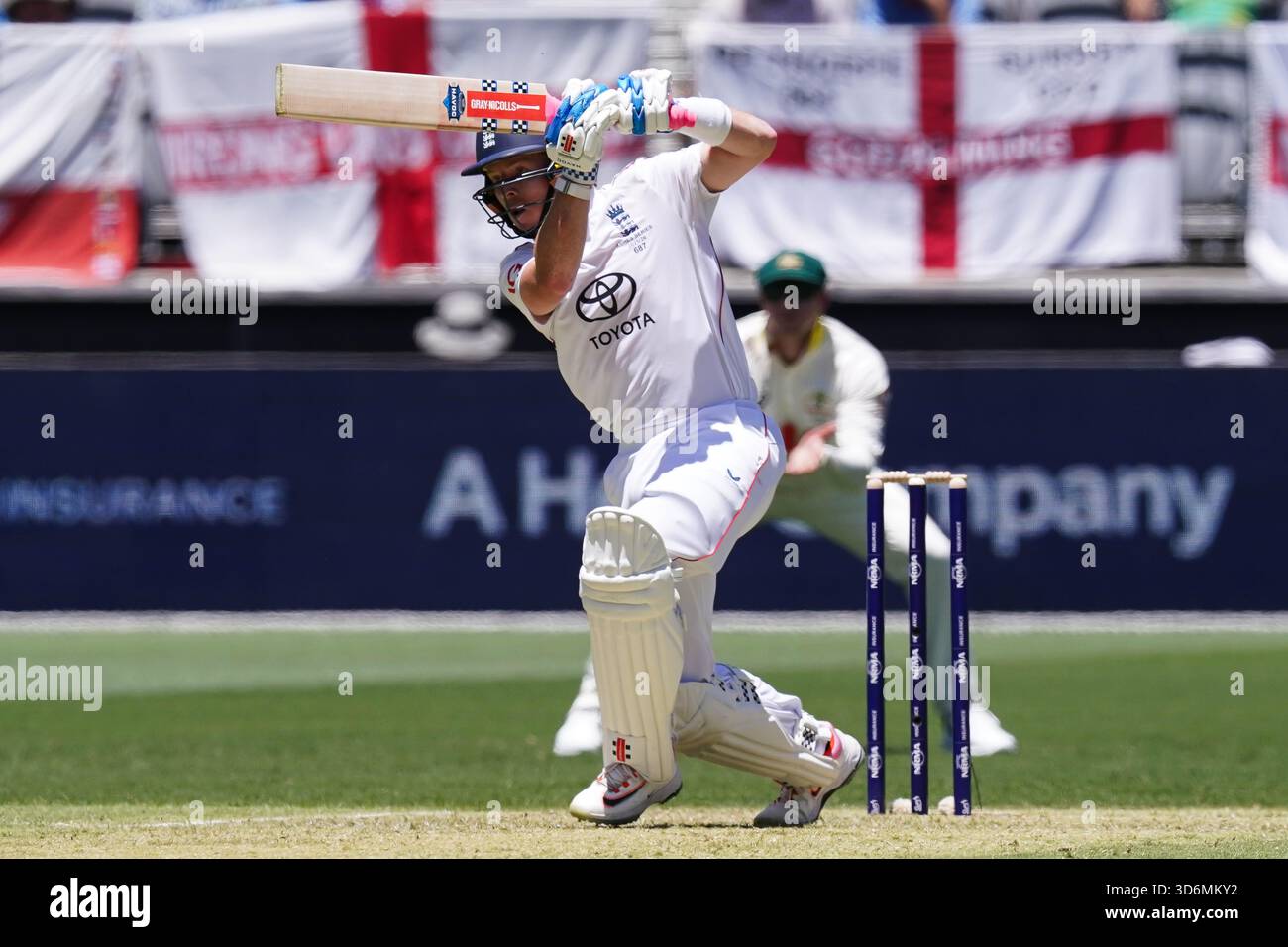 England’s Ollie Pope bats on day one of the first test of the NRMA ...