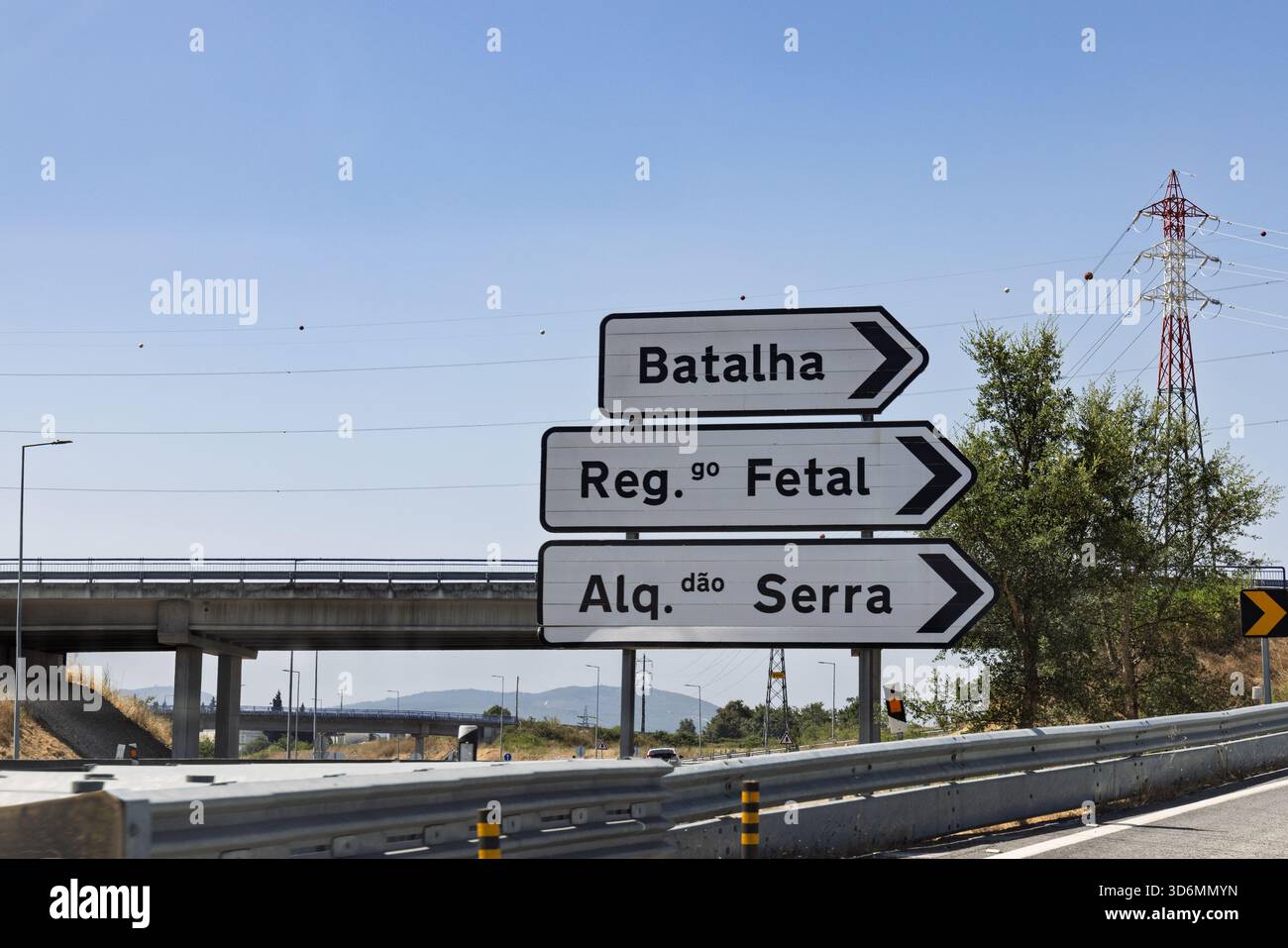 Portuguese road signs pointing right, indicating directions to Batalha ...