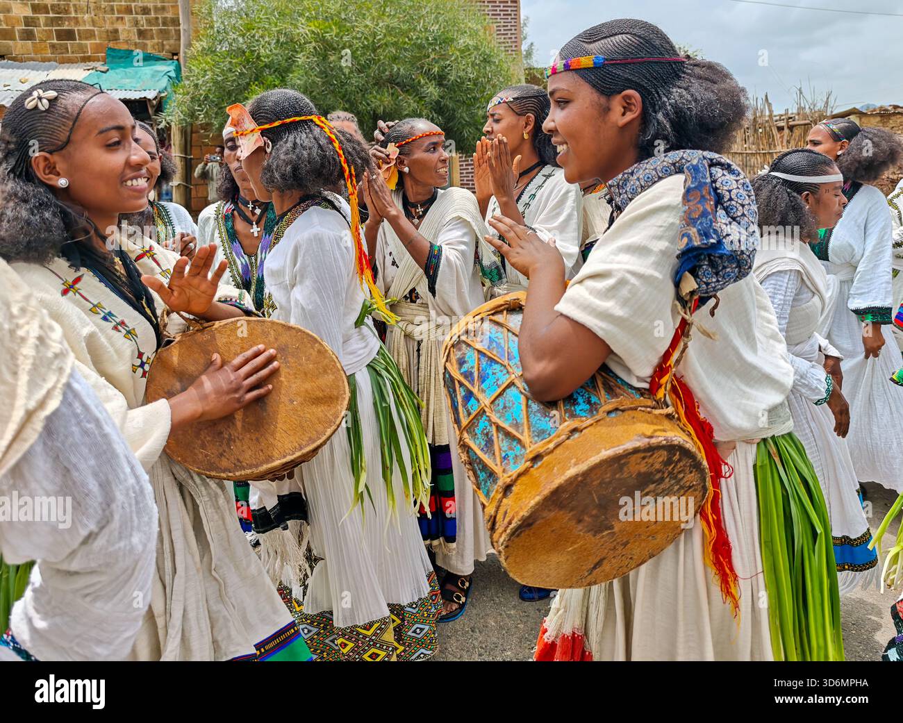 Megab, Ethiopia - 22 August 2025: group of woman singing during Ashenda ...