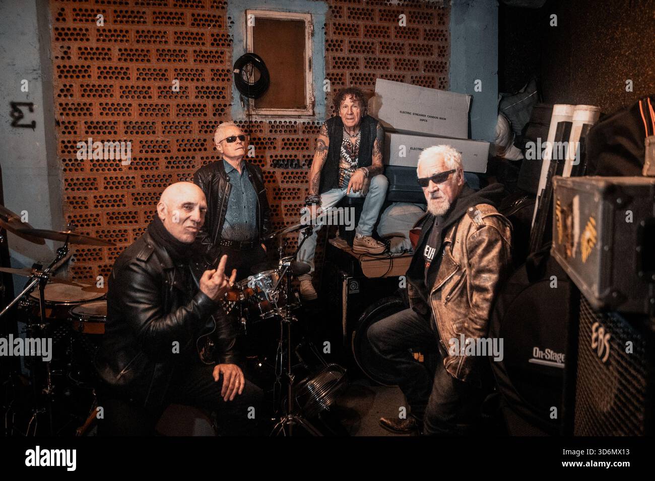 The band Obús poses in front of Europa Press cameras on November 21 ...