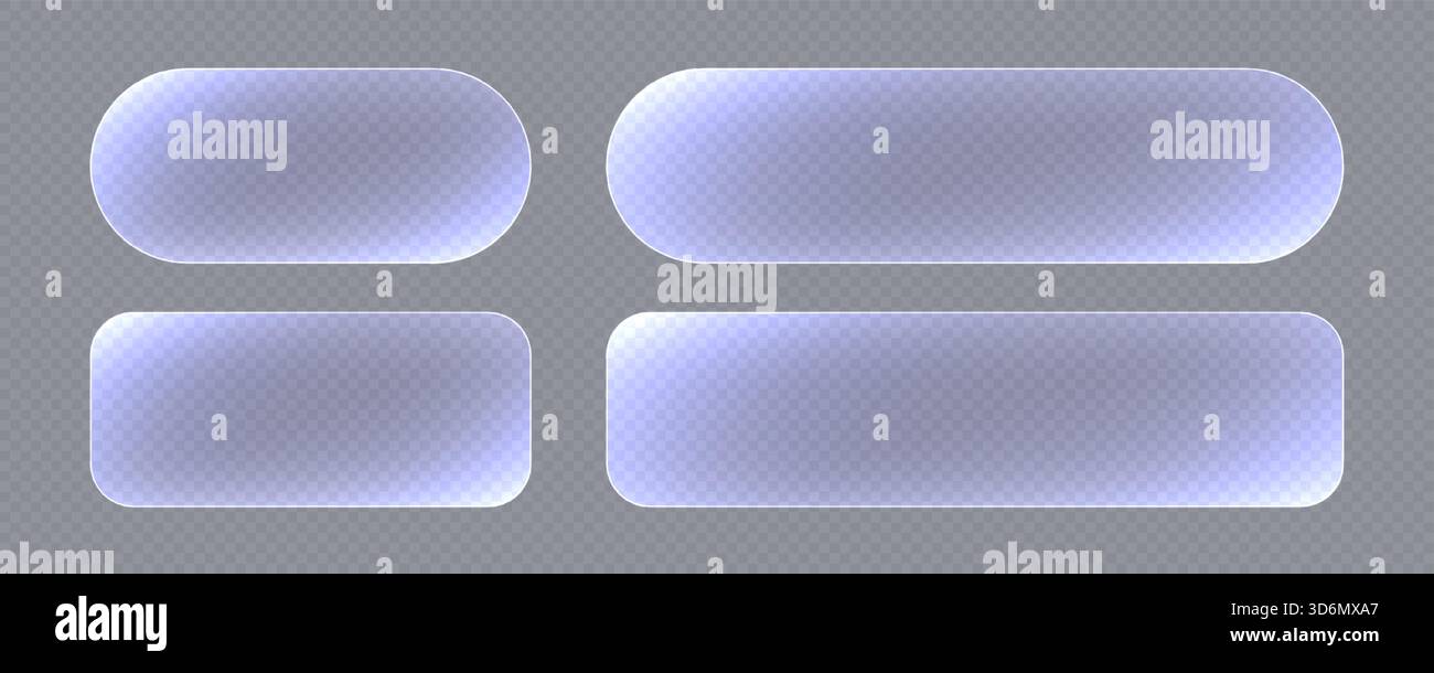Transparent glass buttons, blue clear banners. Futuristic interface ...