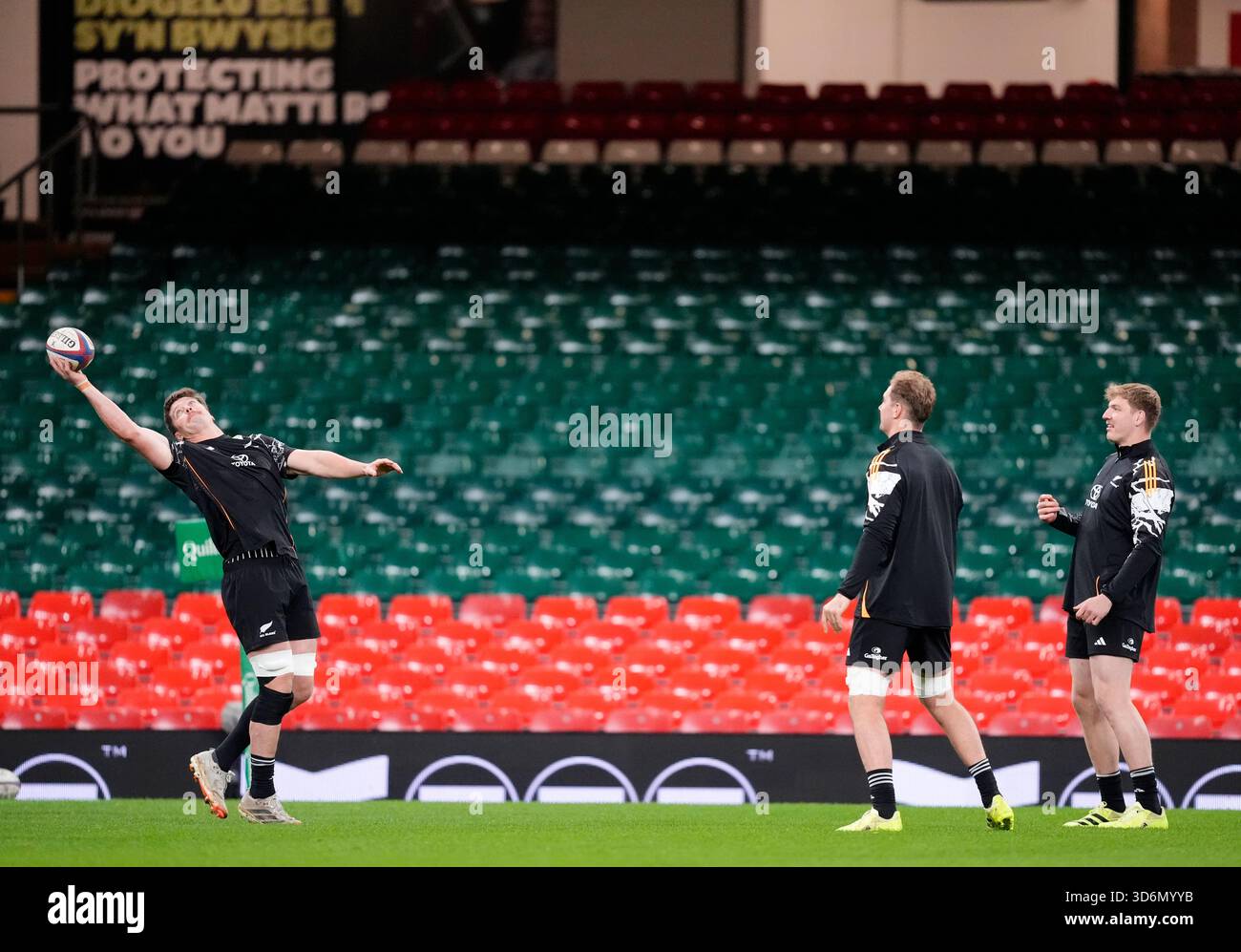 New Zealand's Scott Barrett during a team run at the Principality ...