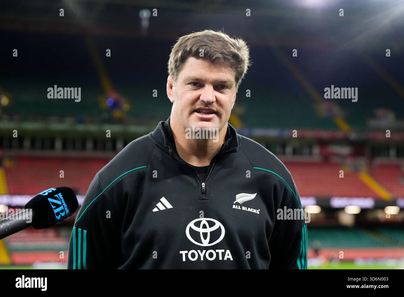 New Zealand's Scott Barrett during a team run at the Principality ...