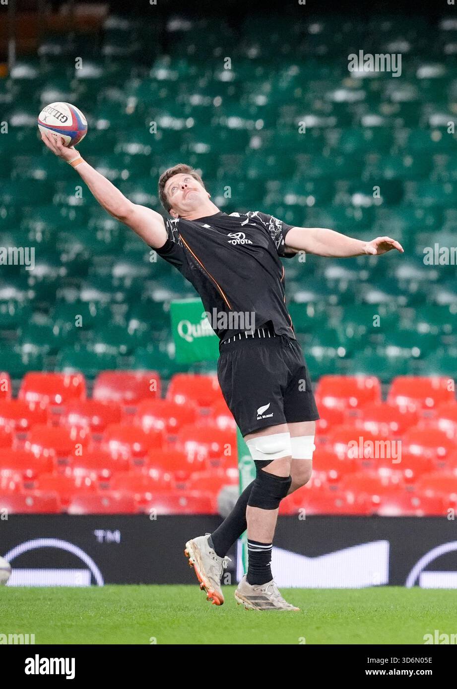 New Zealand's Scott Barrett during a team run at the Principality ...