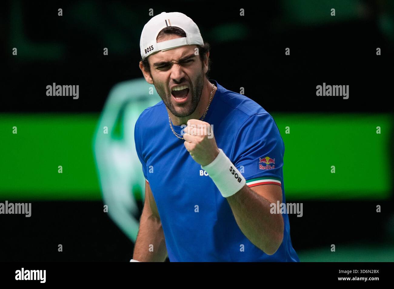 Italy's Matteo Berrettini celebrates after winning a point during a ...